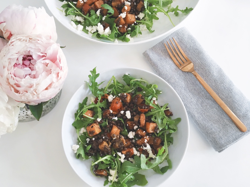 Roasted Squash & Rocket Salad with Puy Lentils – Sip • Munch • Move